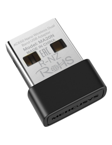 AC650 Adattatore WiFi USB Dual Band, USB 2.0 Plug & Play 2.4GHz e 5GHz